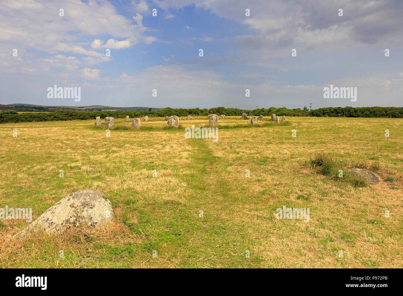Merry Maidens neolithic stone circle, known also as Dawn's Men at St ...