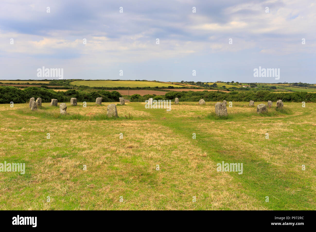 Merry Maidens neolithic stone circle, known also as Dawn's Men at St ...