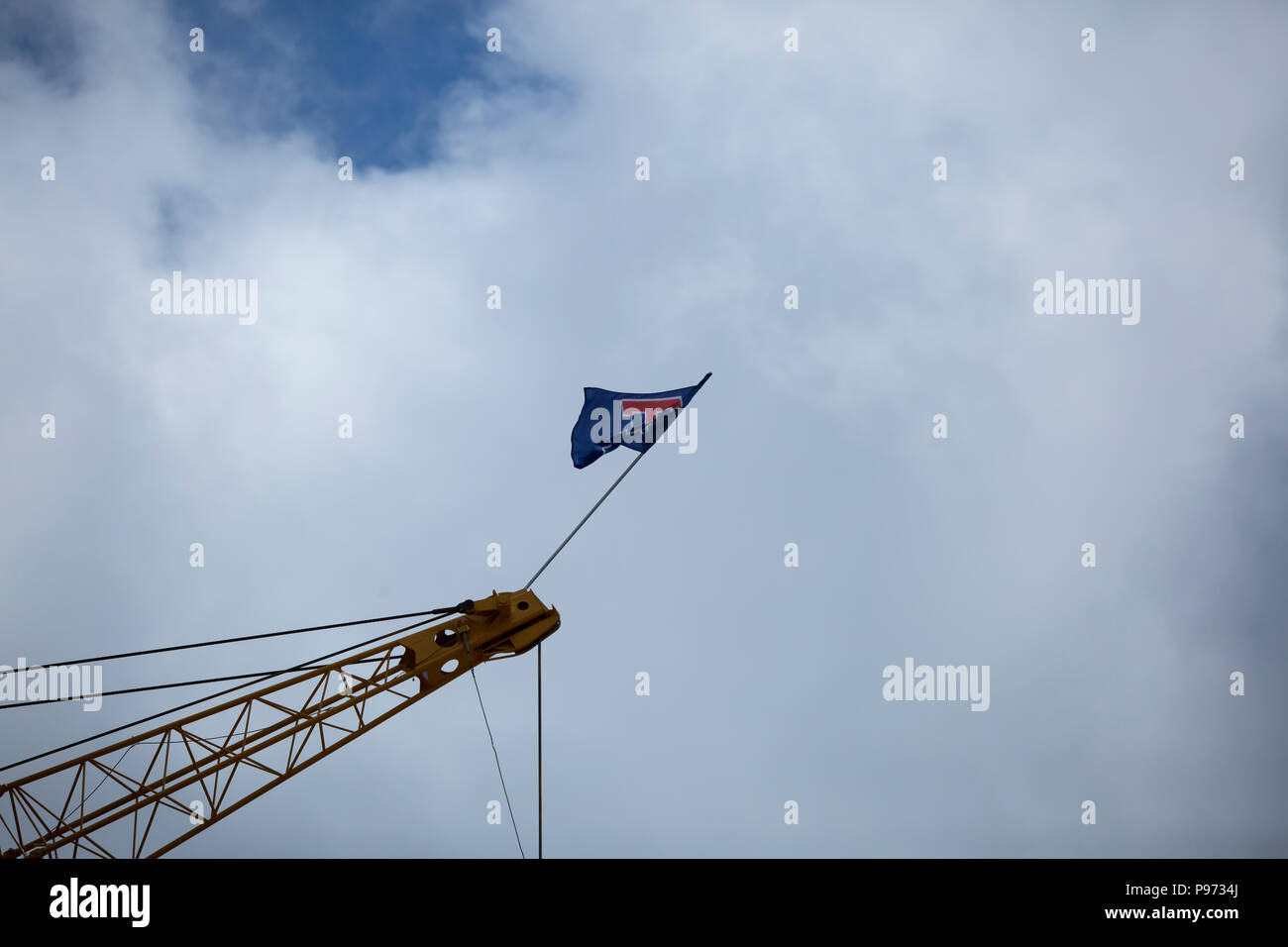 RUSTON, LOUISIANA/USA – JULY 7: Louisiana Tech University flag on a ...