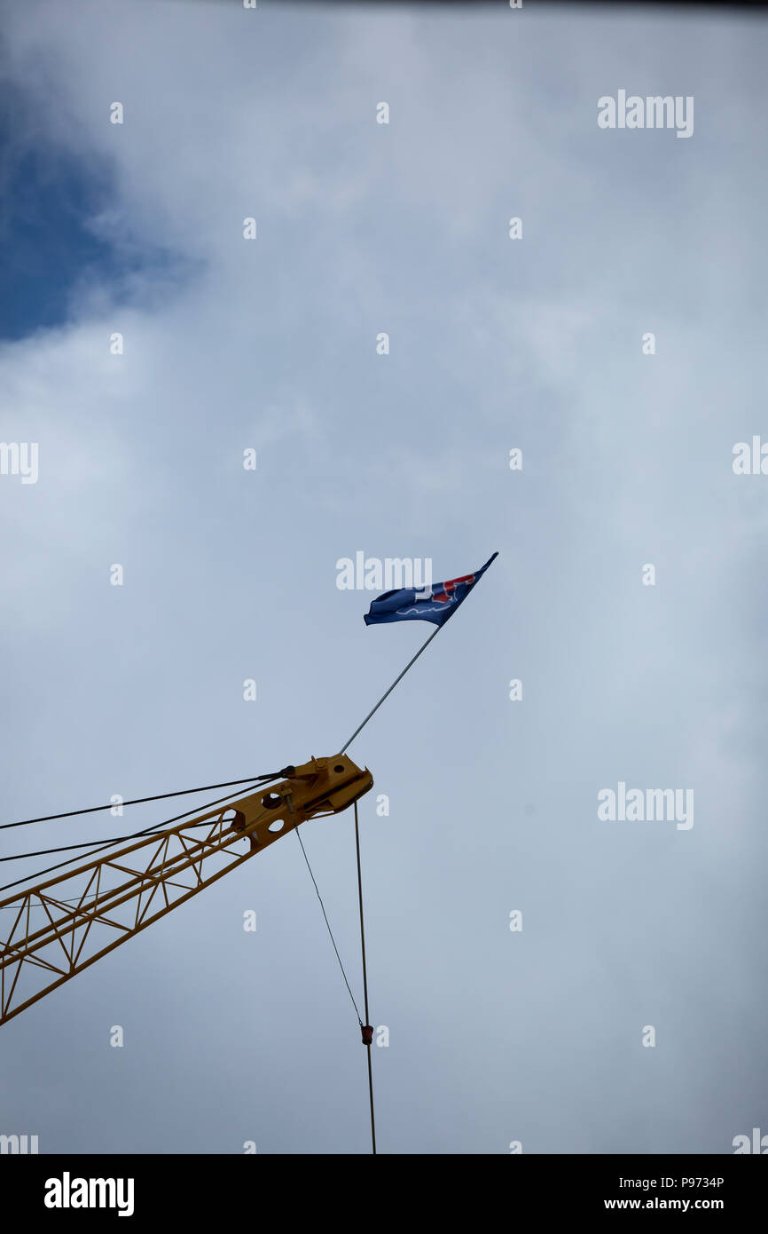 RUSTON, LOUISIANA/USA – JULY 7: Louisiana Tech University flag on a ...