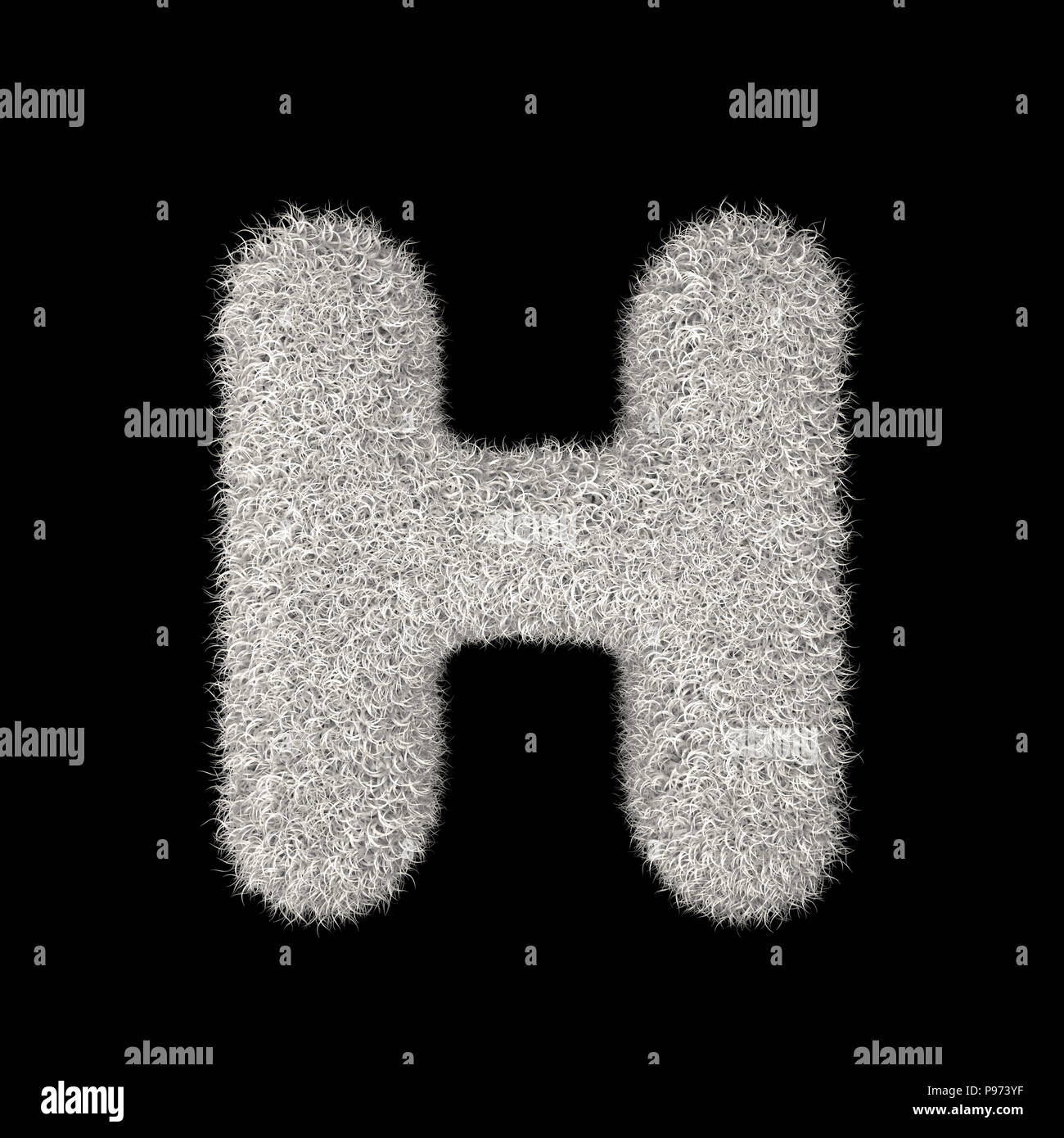 3D Rendering Creative Illustration White Furry Letter H Stock Photo - Alamy