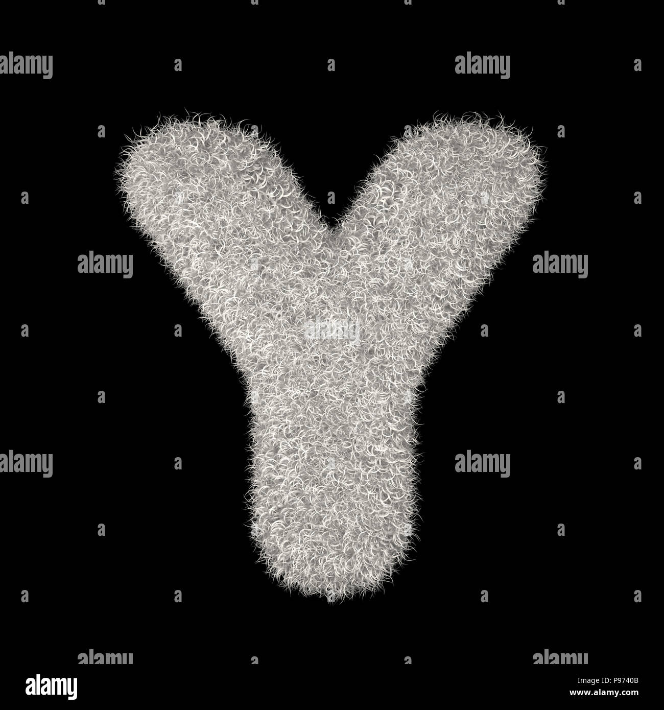3D Rendering Creative Illustration White Furry Letter Y Stock Photo - Alamy
