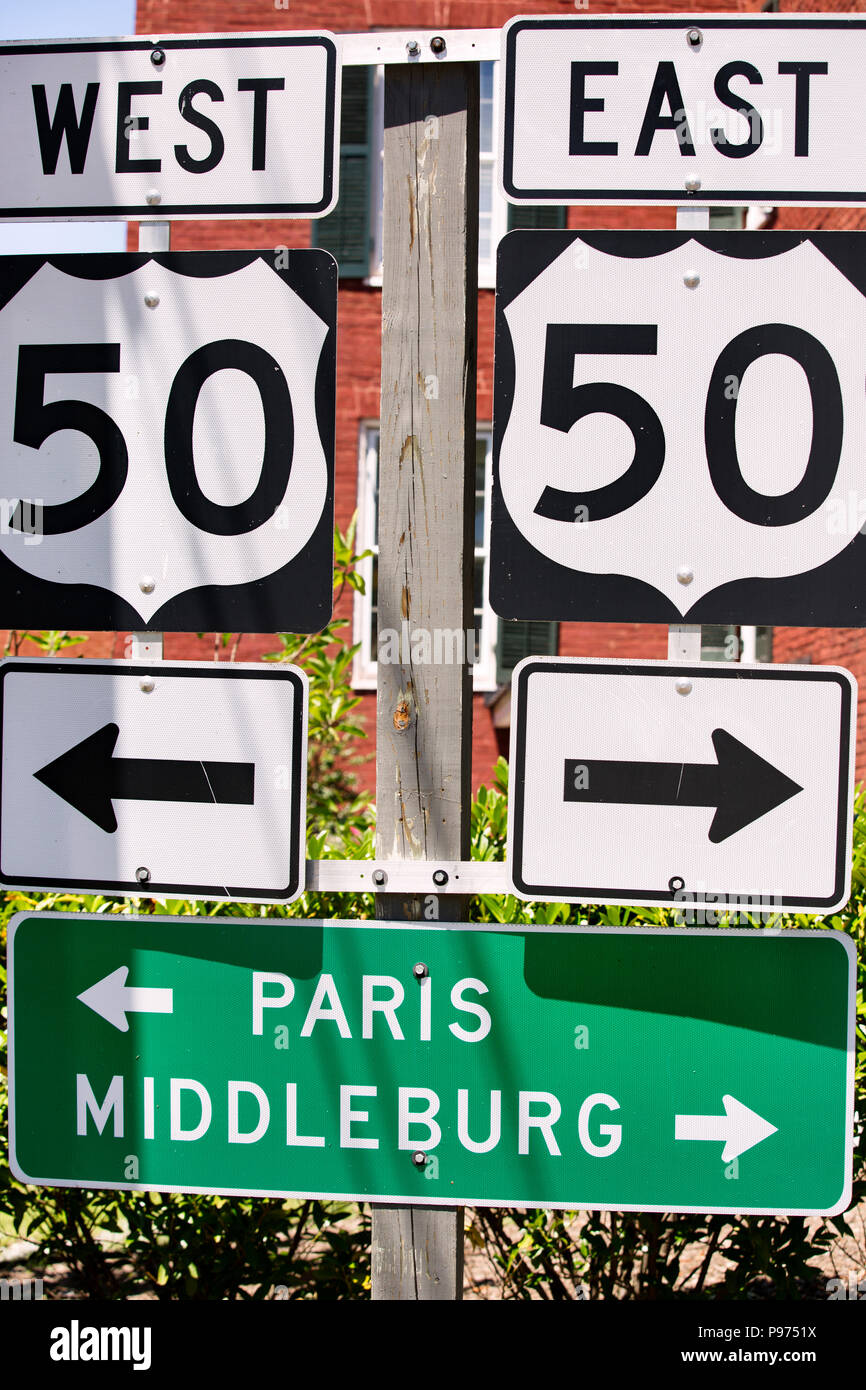 Road sign route 50 virginia hi-res stock photography and images - Alamy
