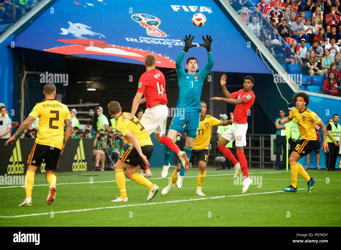 July 14th, 2018, St Petersburg, Russia. Thibaut Courtois of Belgium ...