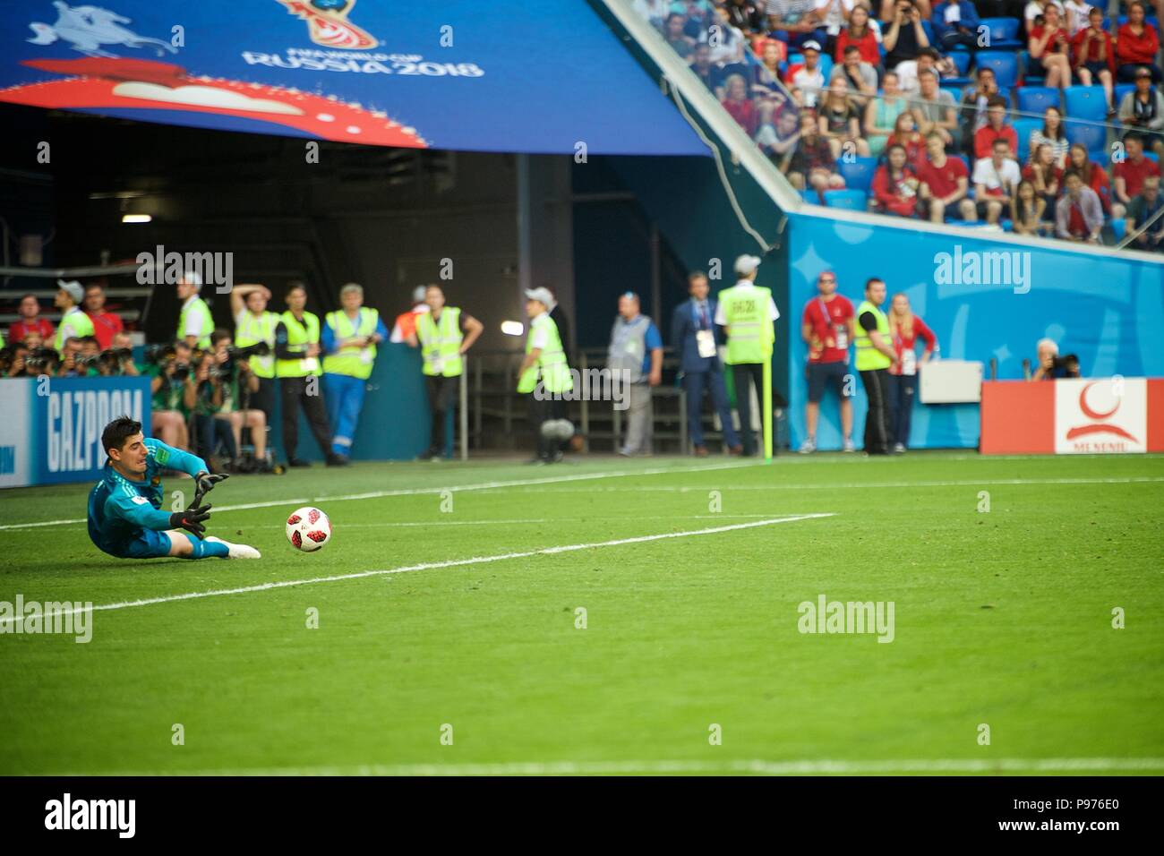 July 14th, 2018, St Petersburg, Russia. Thibaut Courtois of Belgium ...