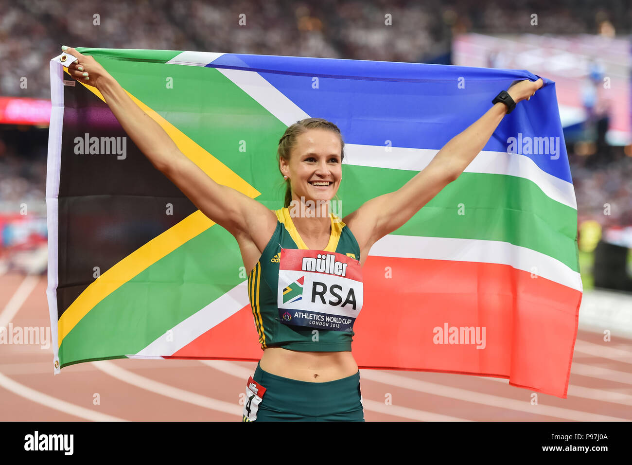 Kendra Harrison (RSA) wins Women's 100m Hurdles during Athletics World ...