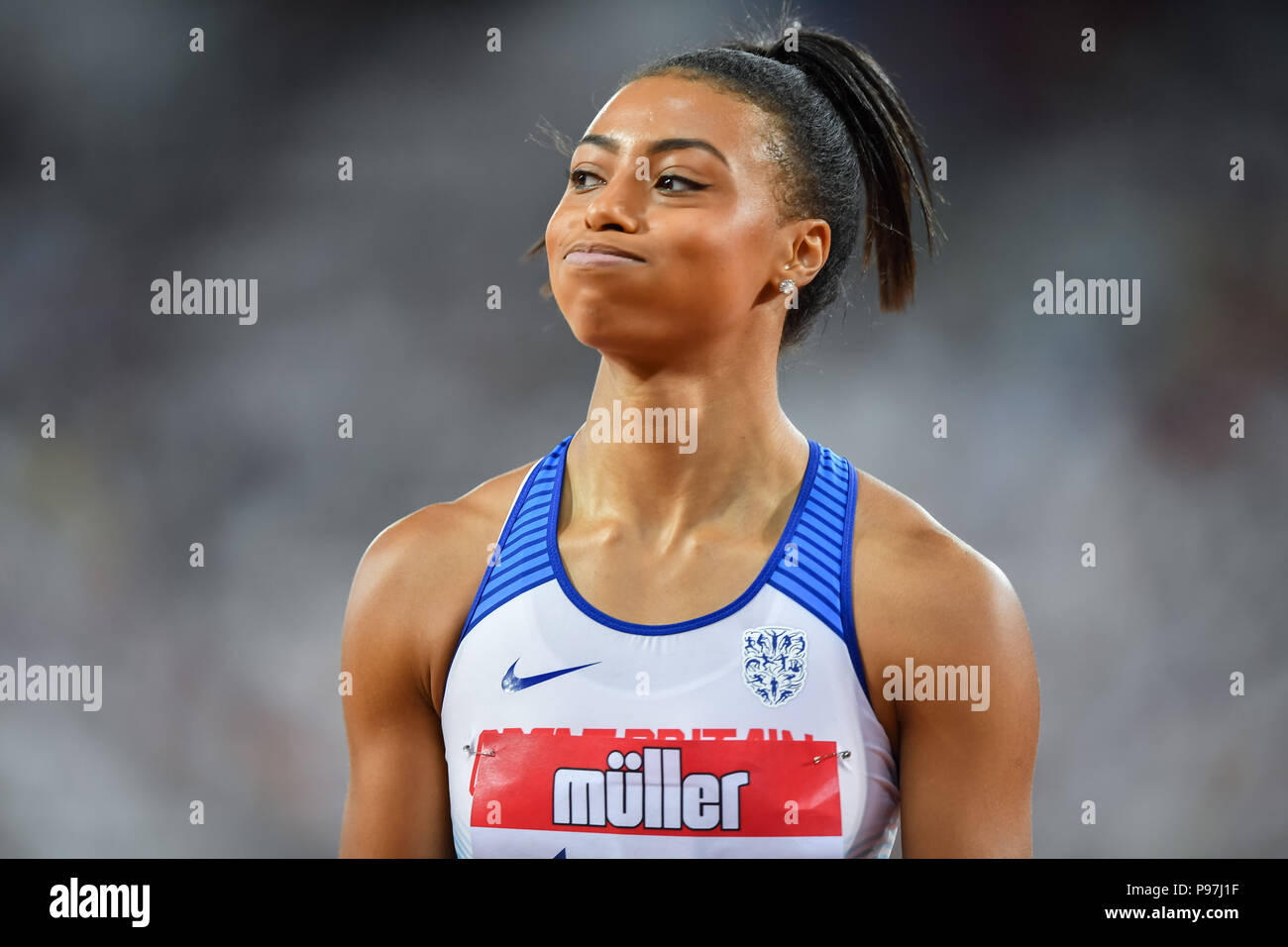 Shannon Hylton (GBR) after Women's 4 x 100m Relay during Athletics ...