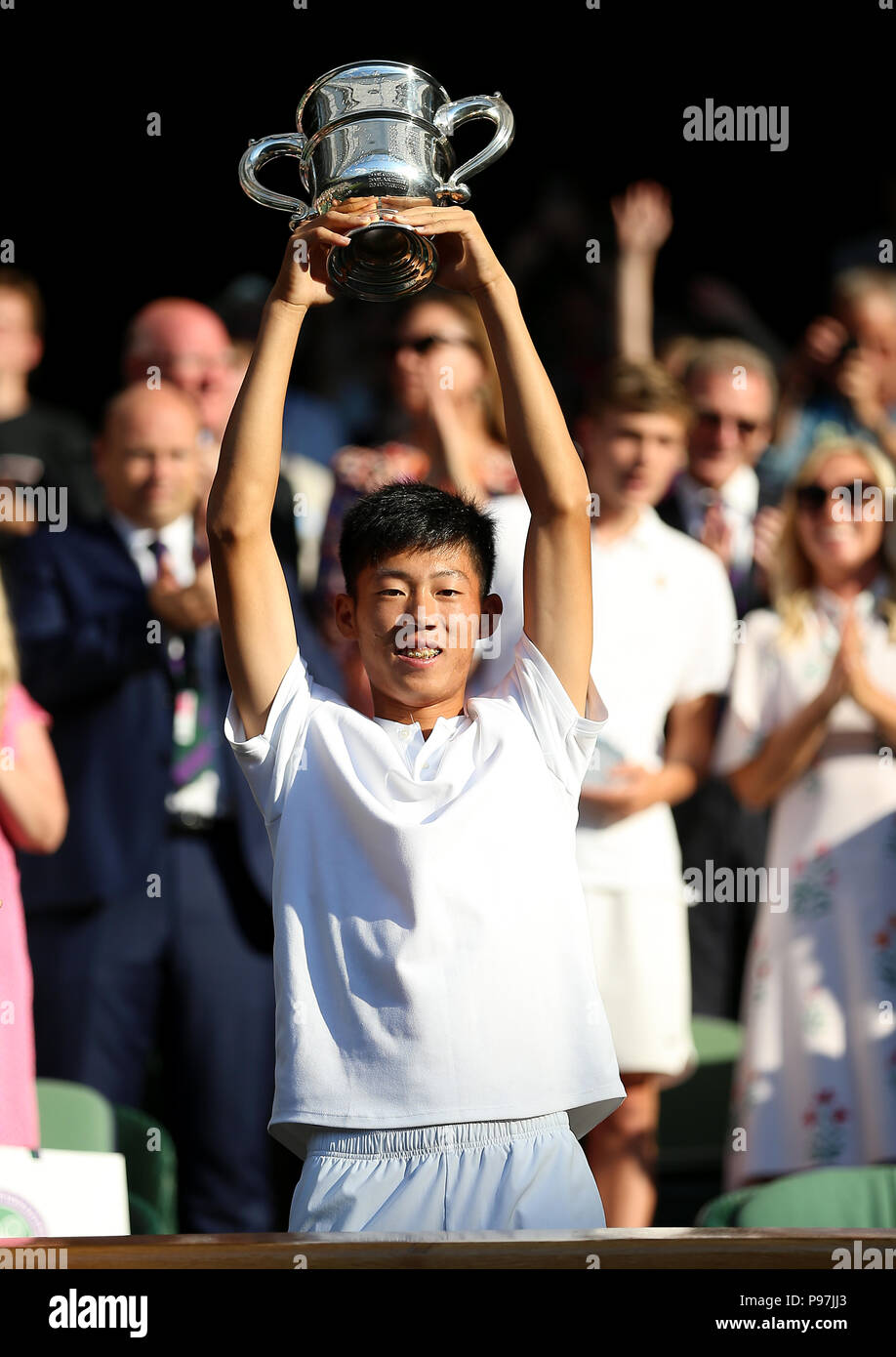 Chun Hsin Tseng with the Trophy after winning the Boys' Singles Final ...