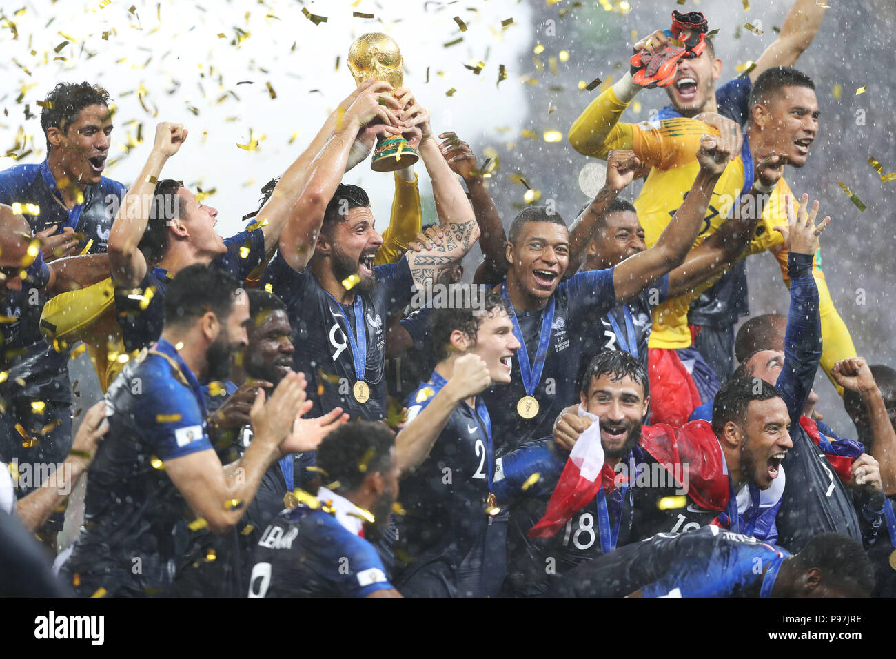 France celebrate with the trophy after winning the FIFA World Cup Final ...