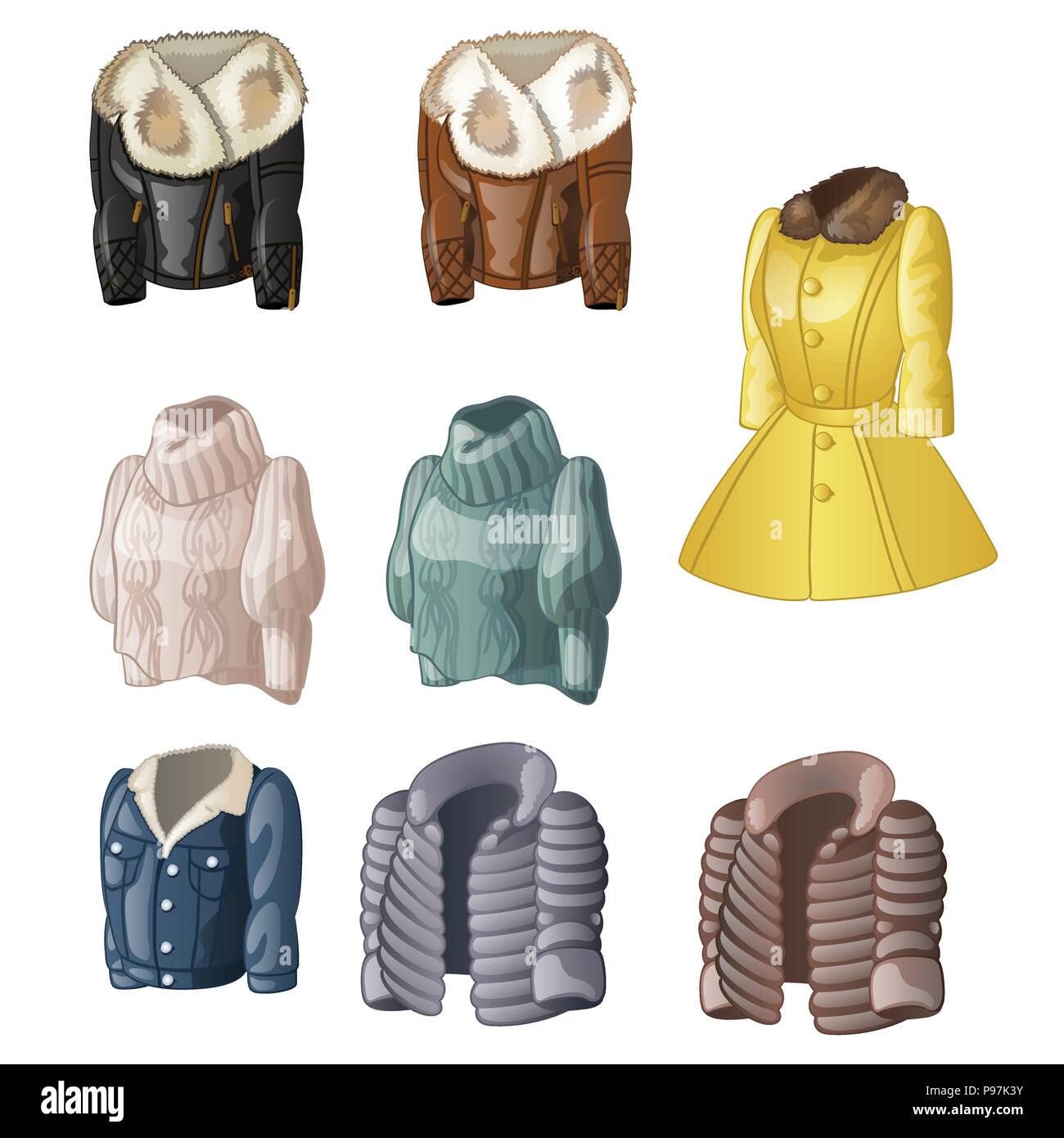 Set of womens animated clothing isolated on a white background. Vector ...