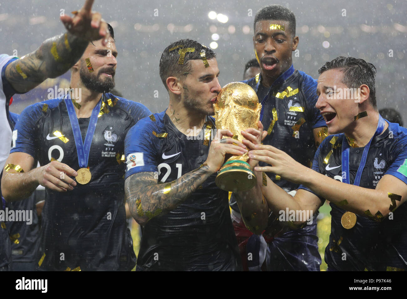 France's Lucas Hernandez celebrates with the trophy after winning the ...