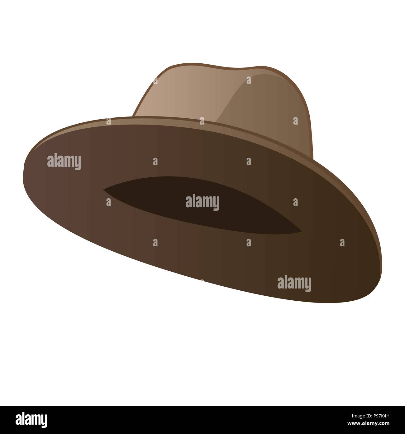 Classic brown hat isolated on white background. Vector cartoon close-up ...