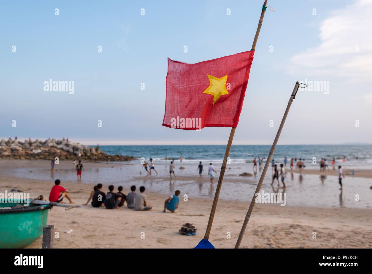 Mui Ne beach in southeast Vietnam. People enjoying time on the beach ...