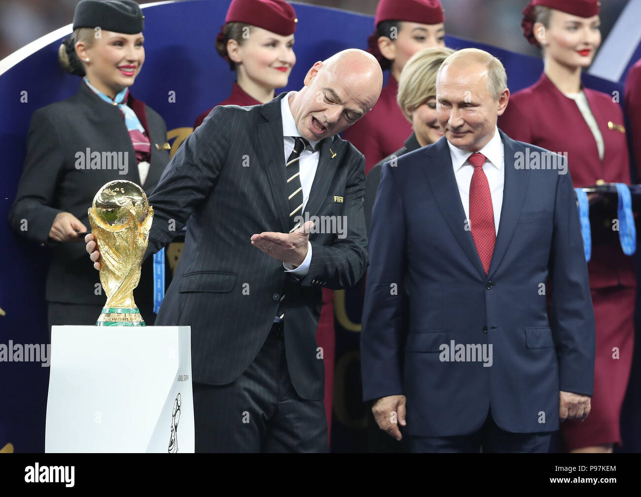 FIFA President Gianni Infantino (left) and Russian President Vladimir ...