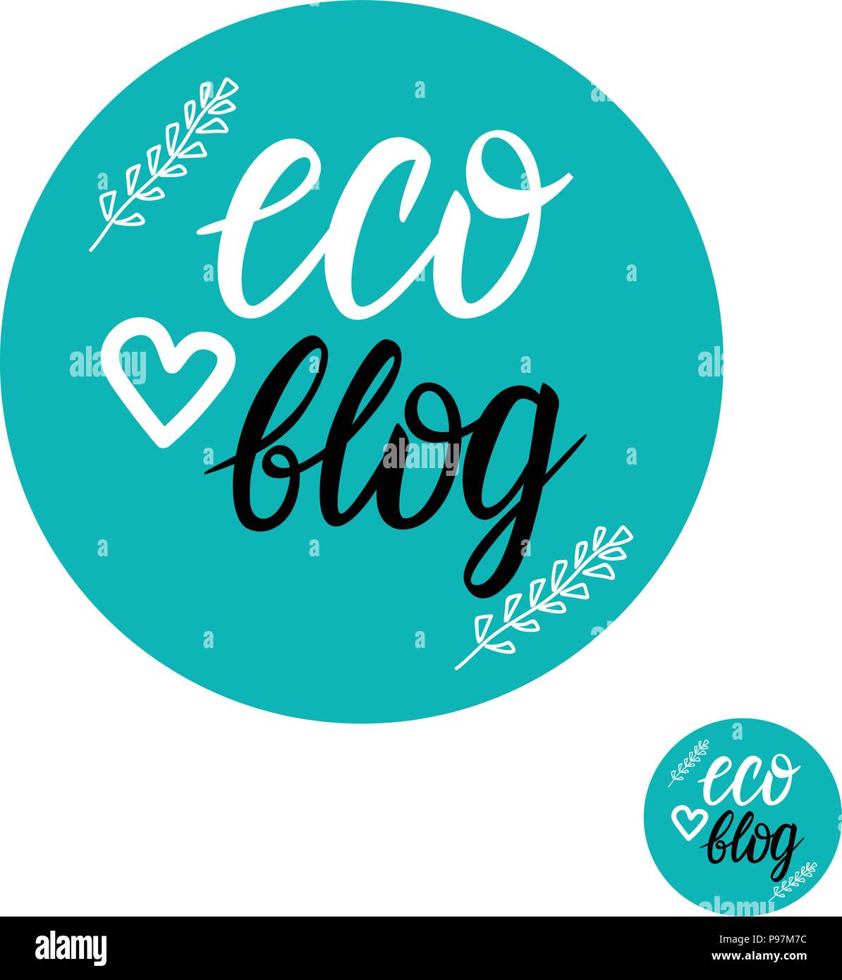 Vector Eco blog inscription lettering on a circle shape sign Stock ...