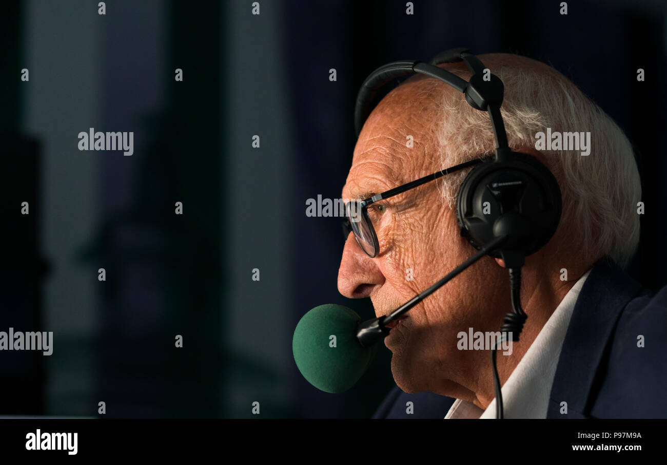 Barry Davies in the commentary box during his last ever BBC Wimbledon ...