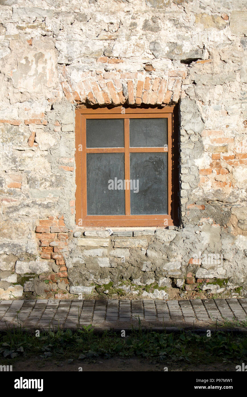 Photo of old single window on old wall Stock Photo - Alamy