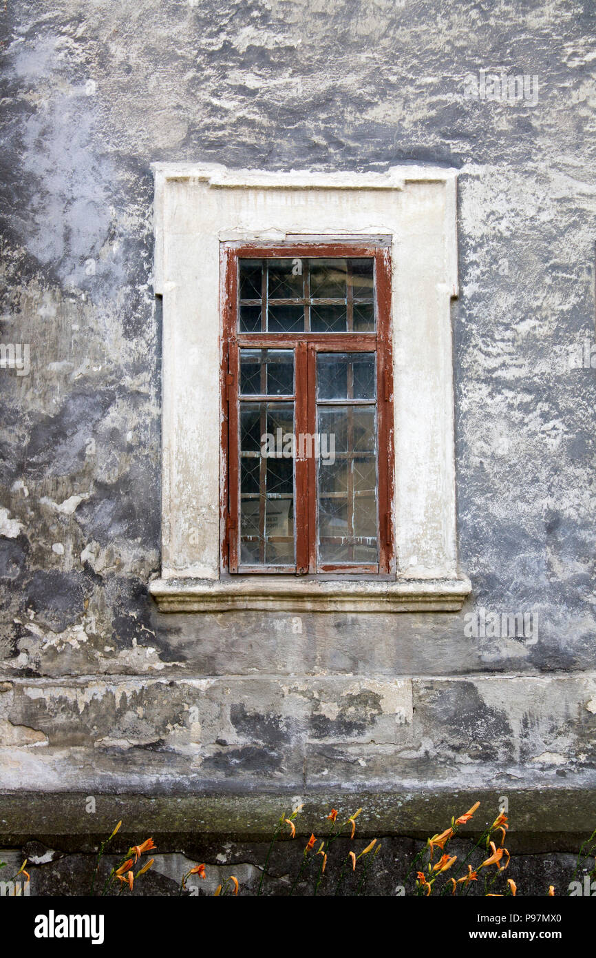Photo of old single window on old wall Stock Photo - Alamy