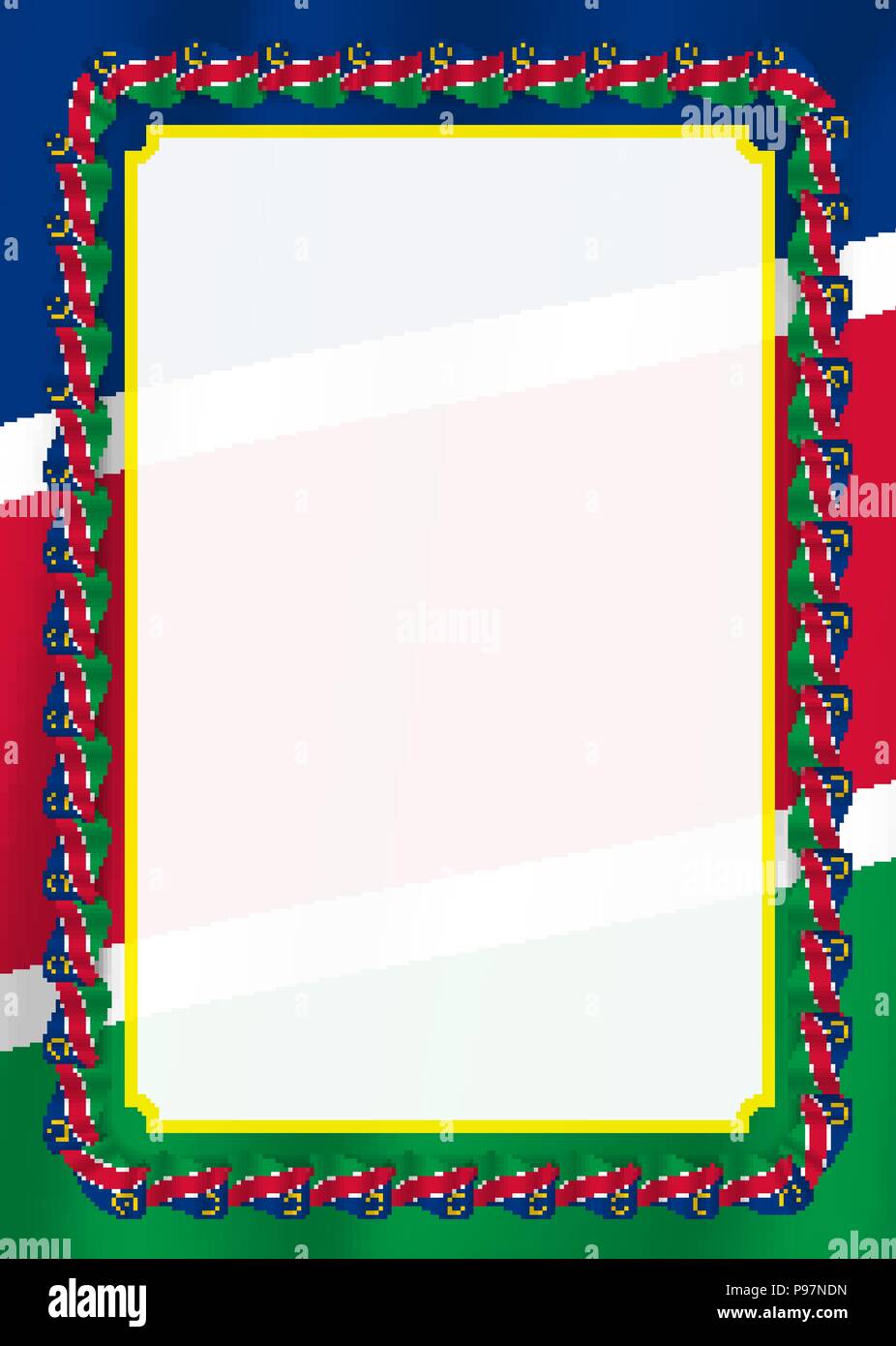 Frame and border of ribbon with Namibia flag, template elements for ...