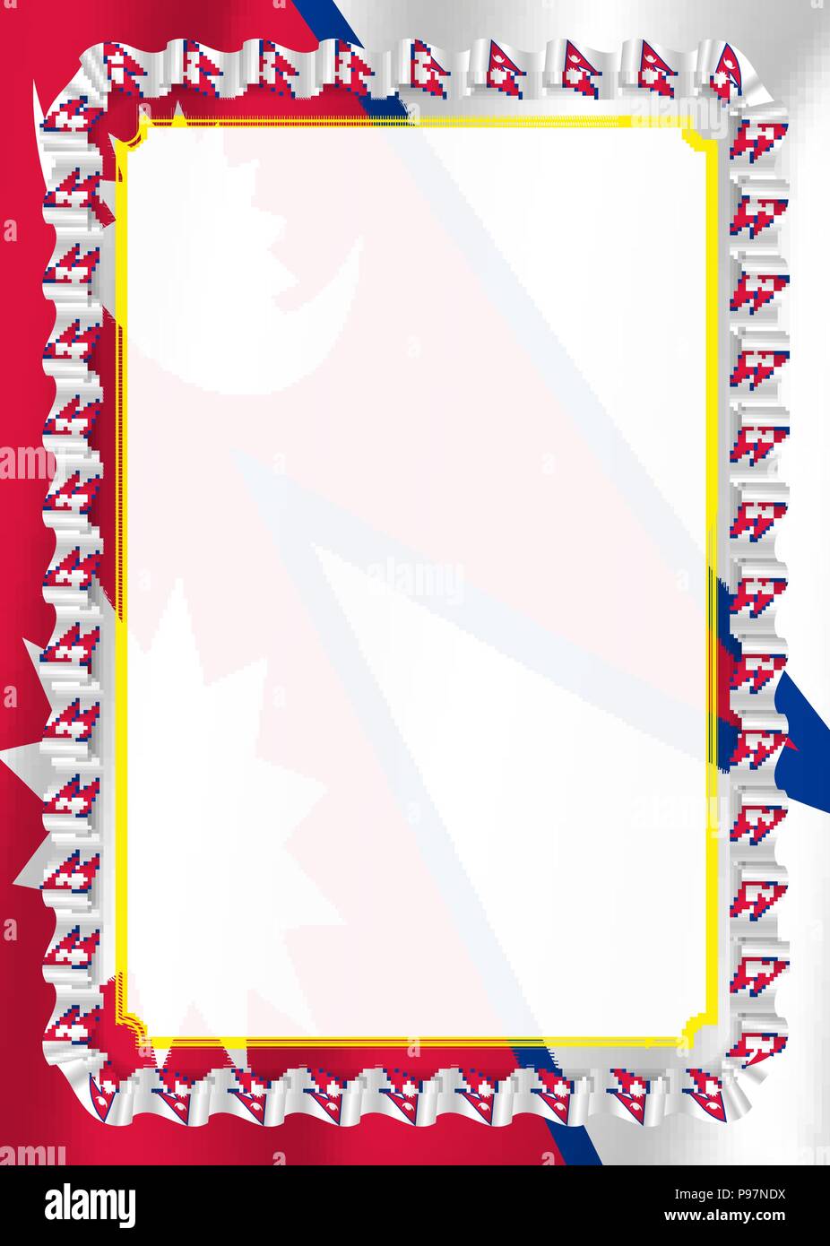 Frame and border of ribbon with Nepal flag, template elements for your ...