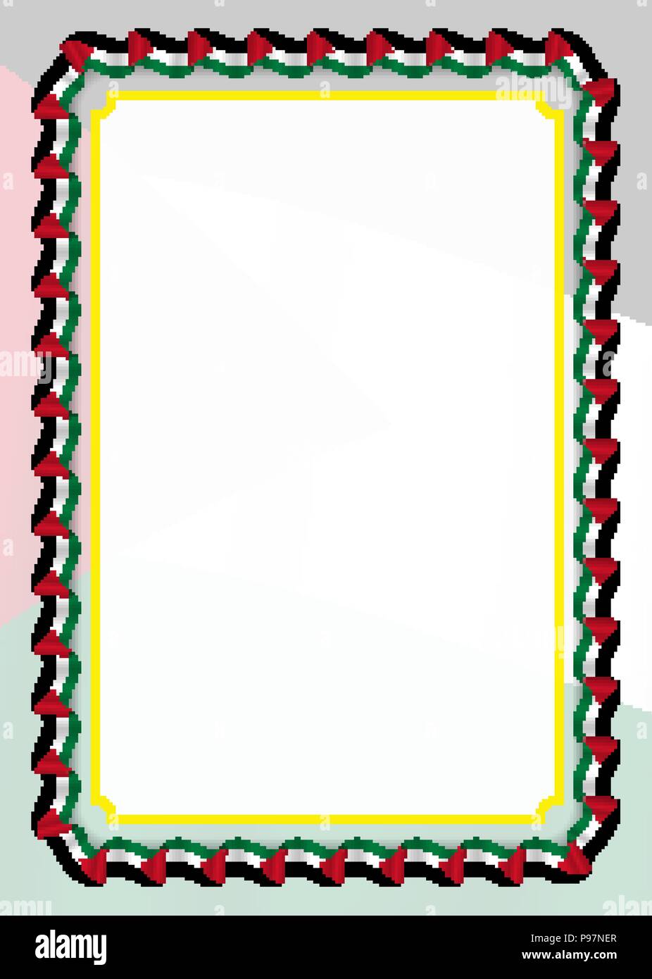 Frame and border of ribbon with Palestine flag, template elements for ...