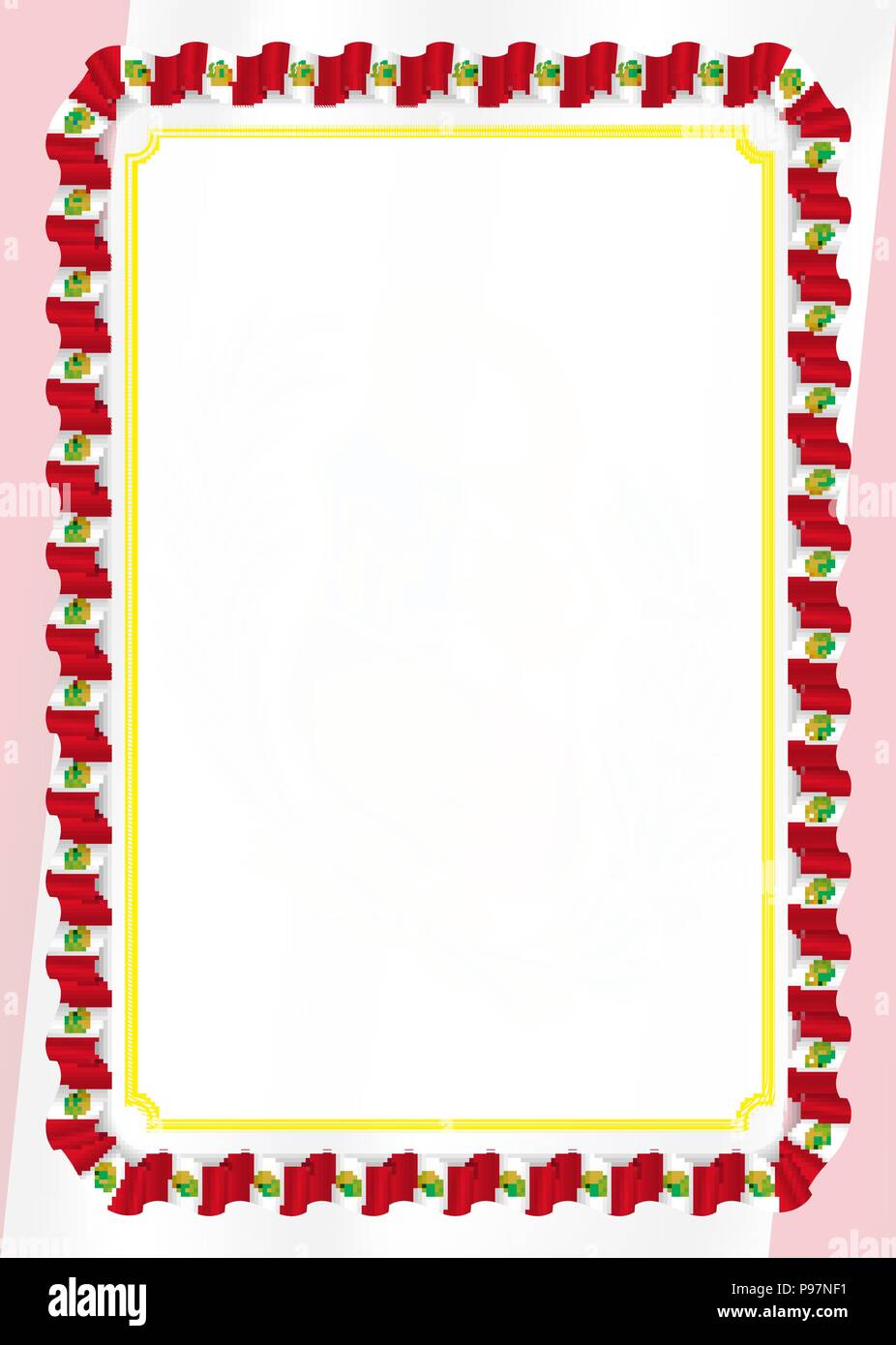 Frame and border of ribbon with Peru flag, template elements for your certificate and diploma ...