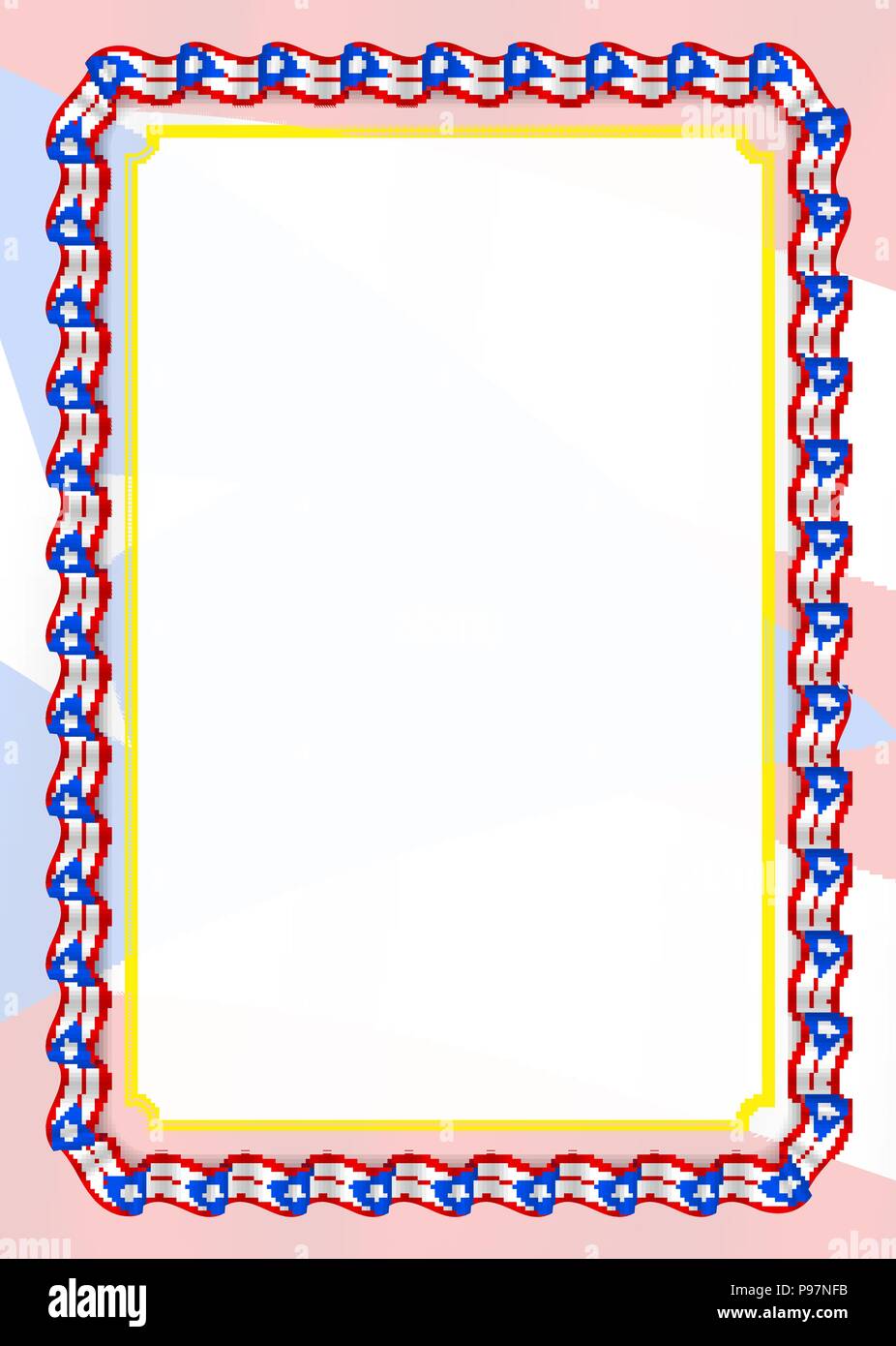 Frame and border of ribbon with Puerto Rico flag, template elements for ...
