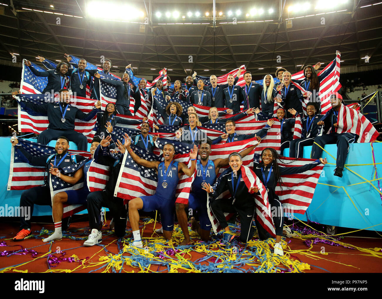 Team USA celebrate winning the Athletics World Cup during day two of ...