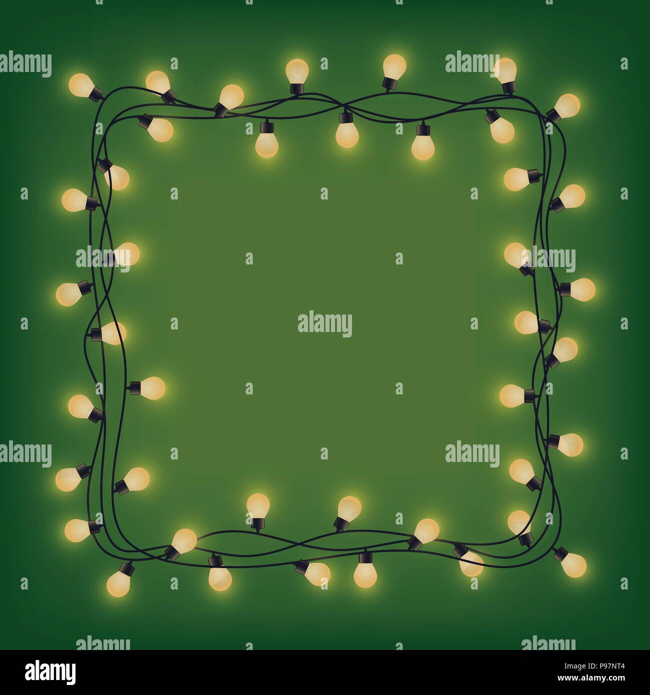 Glowing garland frame, decorative light garland, square place for text ...