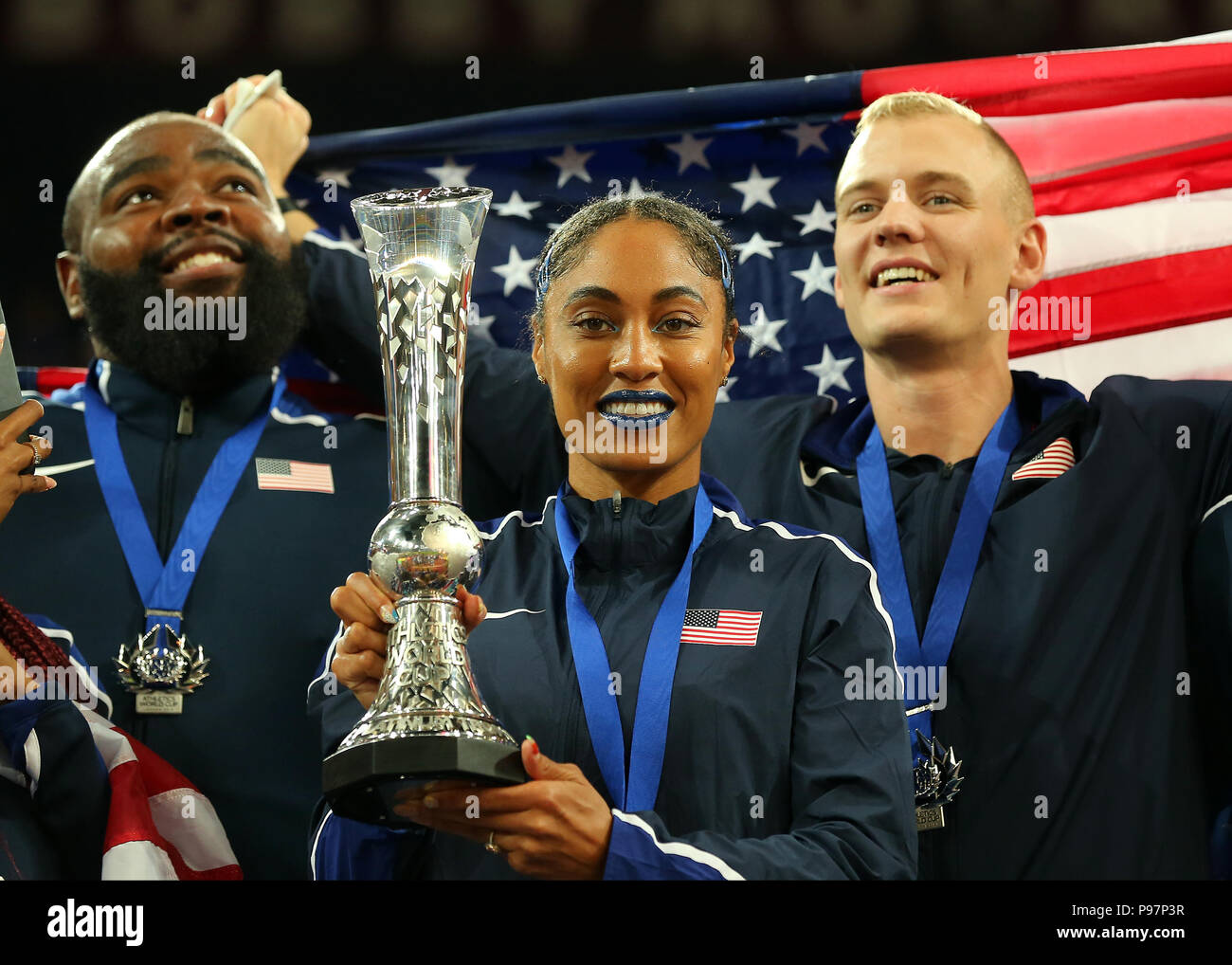 Team USA Captain Queen Harrison (centre) and her team celebrate winning ...