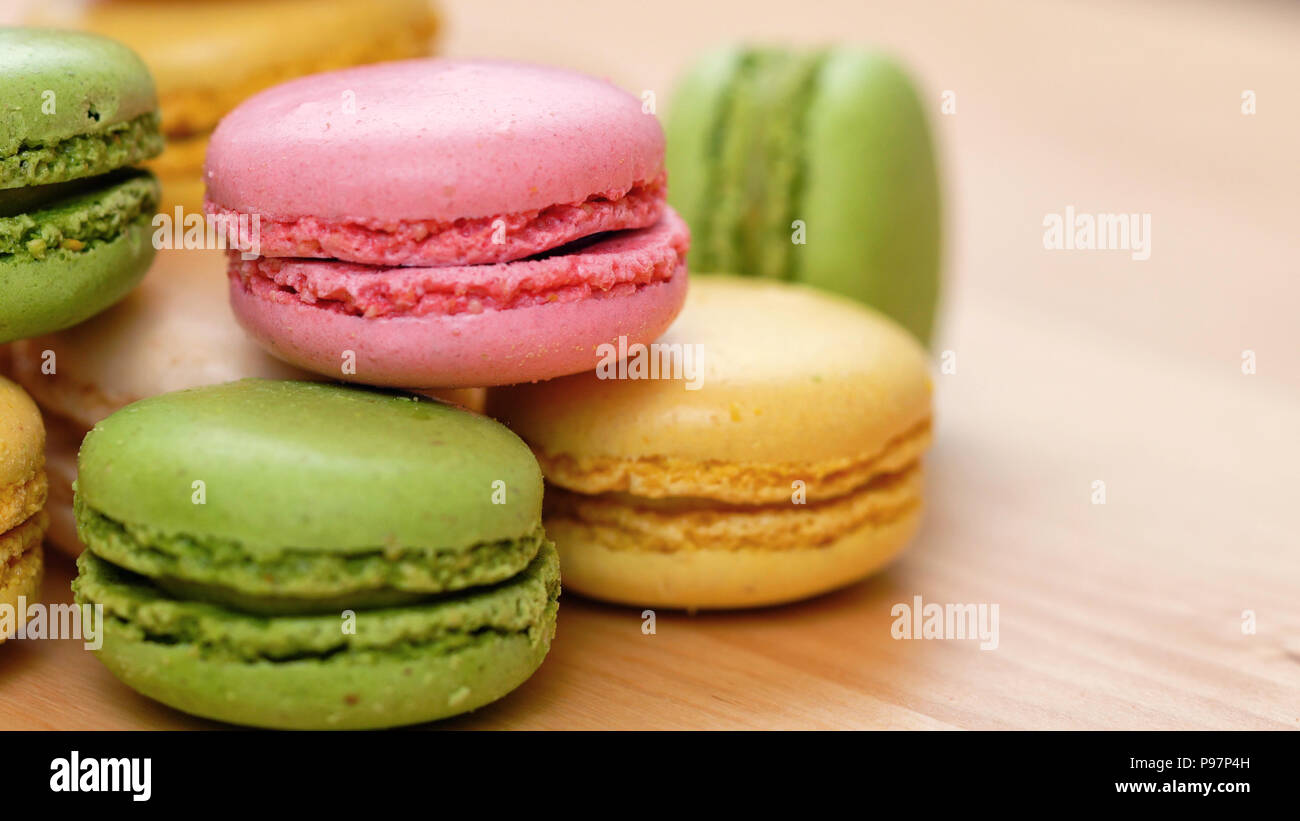 Macro close up of colourful macaron cookies Stock Photo - Alamy