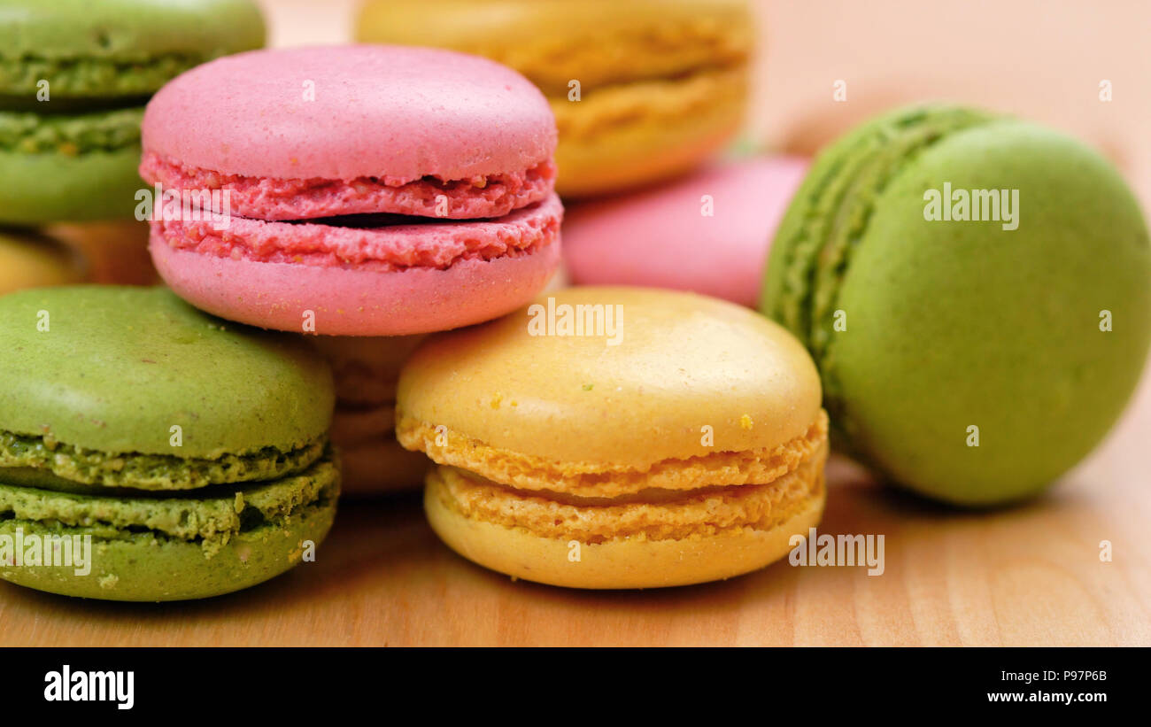 Macro close up of colourful macaron cookies Stock Photo - Alamy