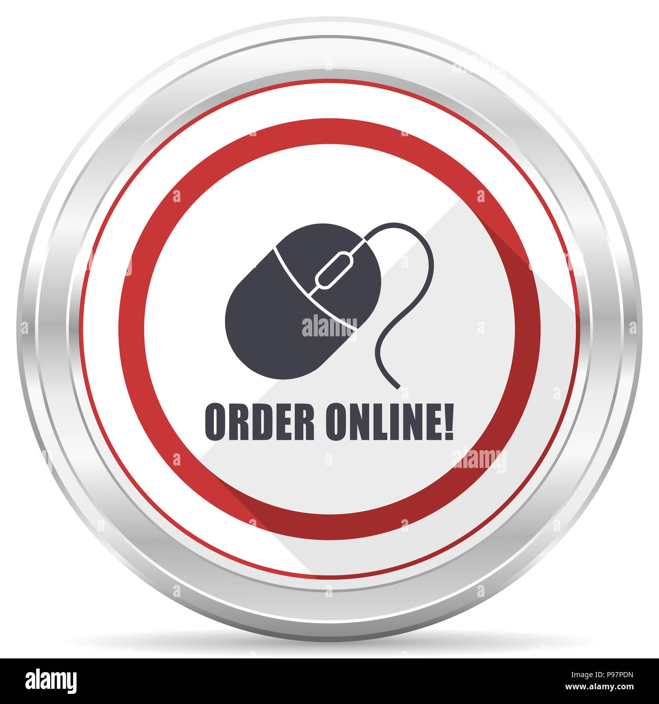 Order online silver metallic chrome border round web icon on white ...