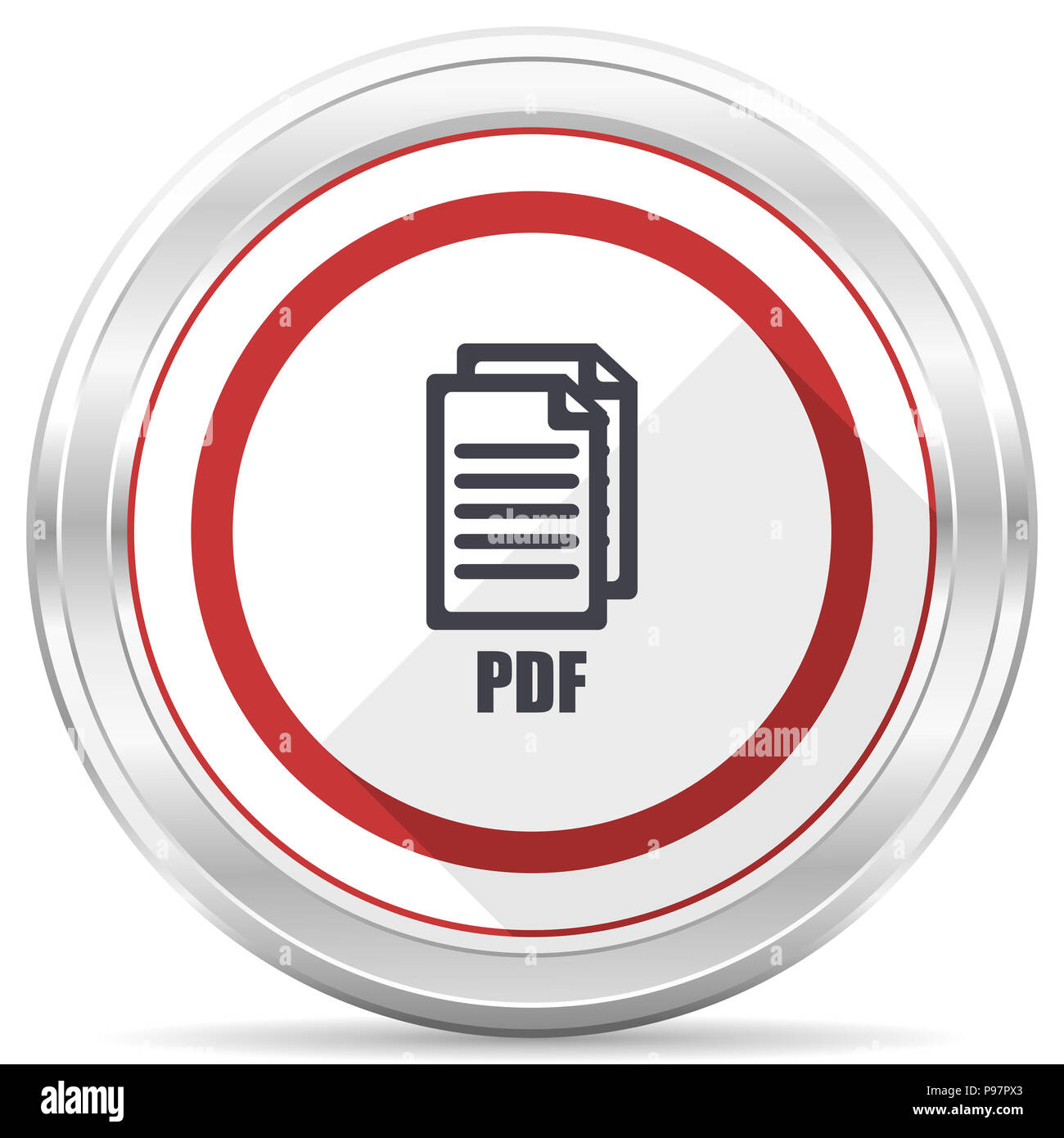 Pdf silver metallic chrome border round web icon on white background ...