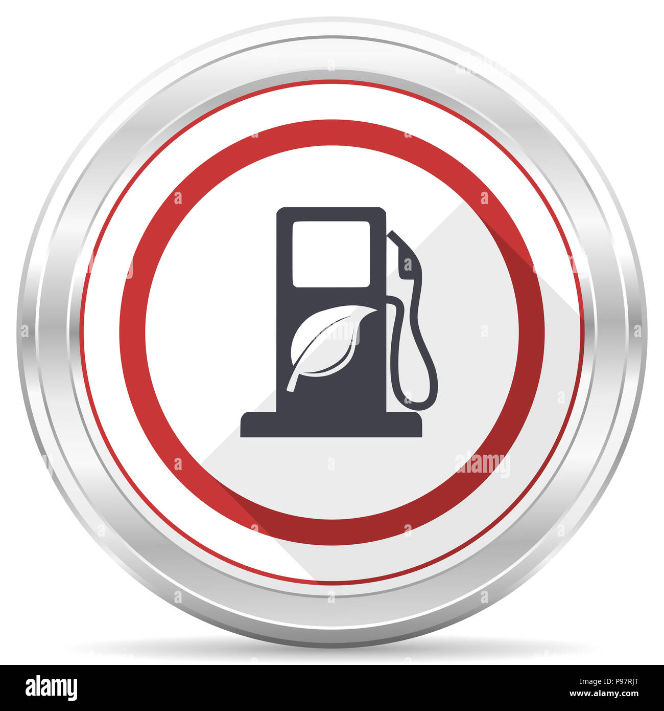 Biofuel silver metallic chrome border round web icon on white ...