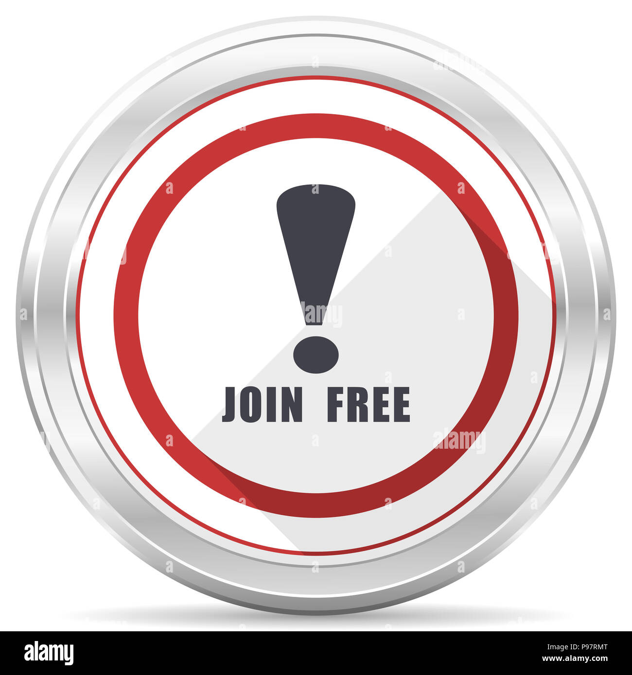 Join free silver metallic chrome border round web icon on white ...