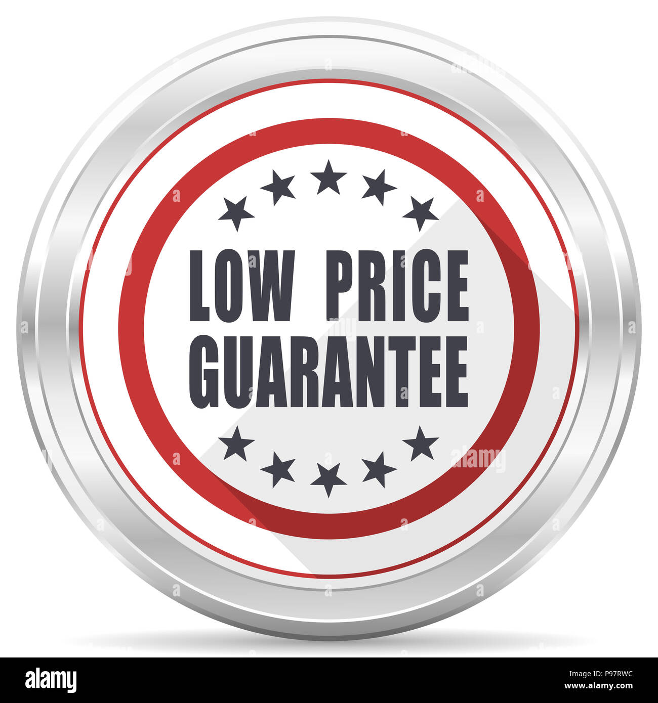 Low price guarantee silver metallic chrome border round web icon on ...