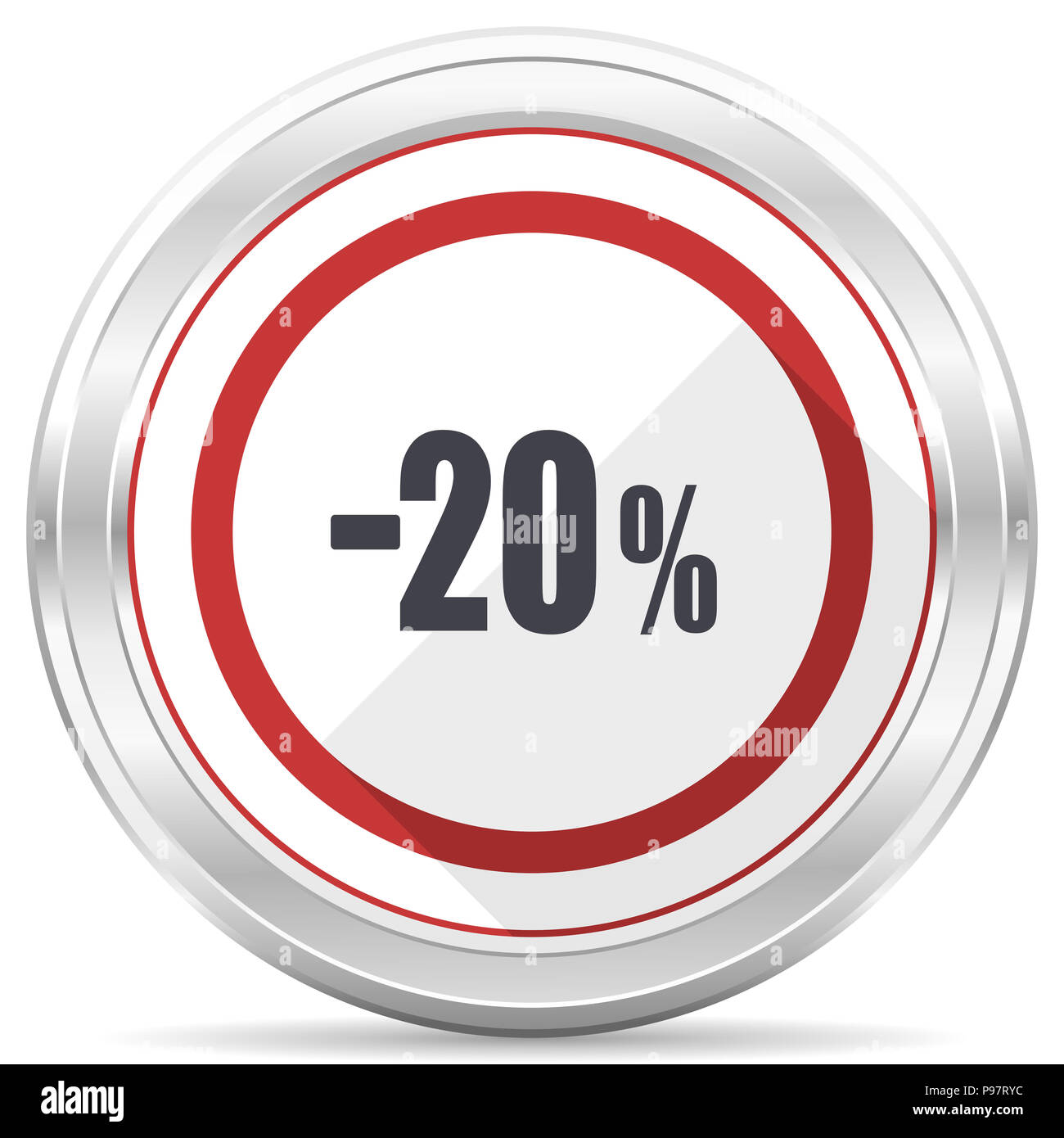 20 percent sale retail silver metallic chrome border round web icon on ...