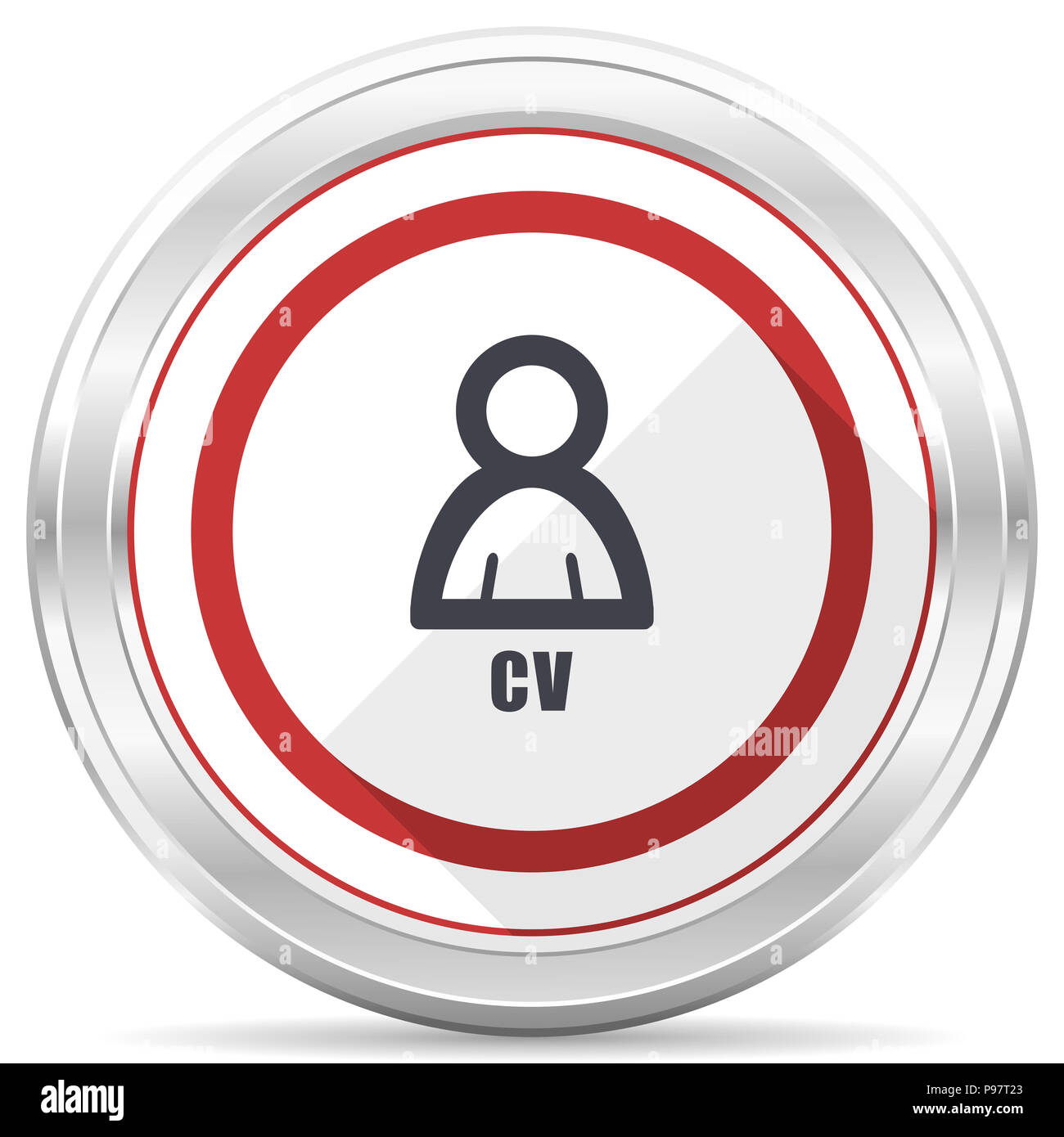 Cv silver metallic chrome border round web icon on white background ...