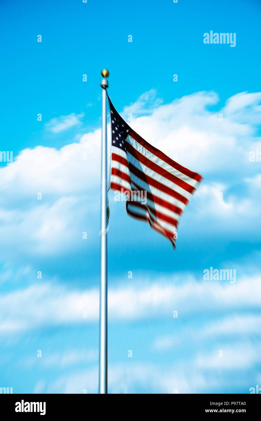 American Flag Blowing In Breeze Stock Photos & American Flag Blowing In ...