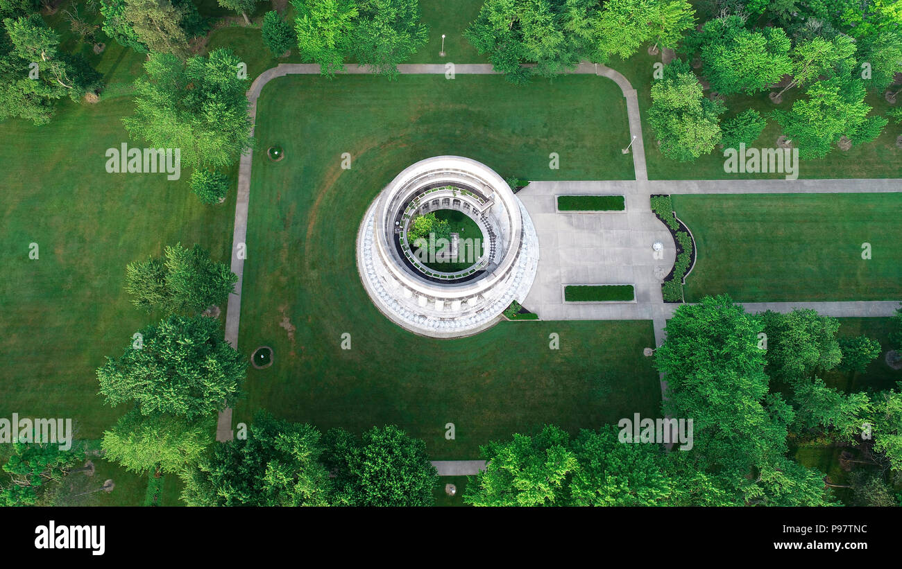 Aerial view of President Warren G Harding Memorial and Tomb, where he ...