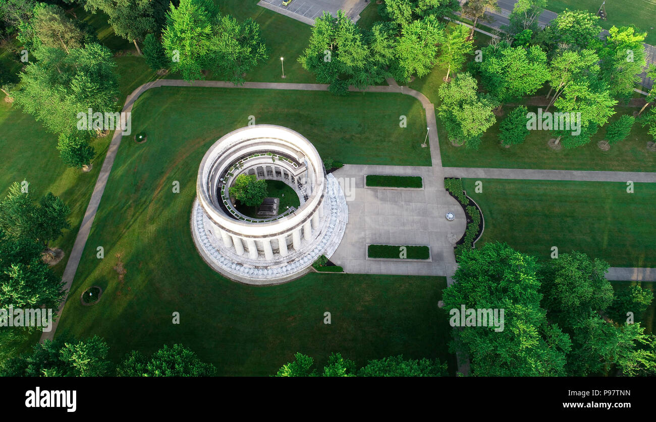 Aerial view of President Warren G Harding Memorial and Tomb, where he ...