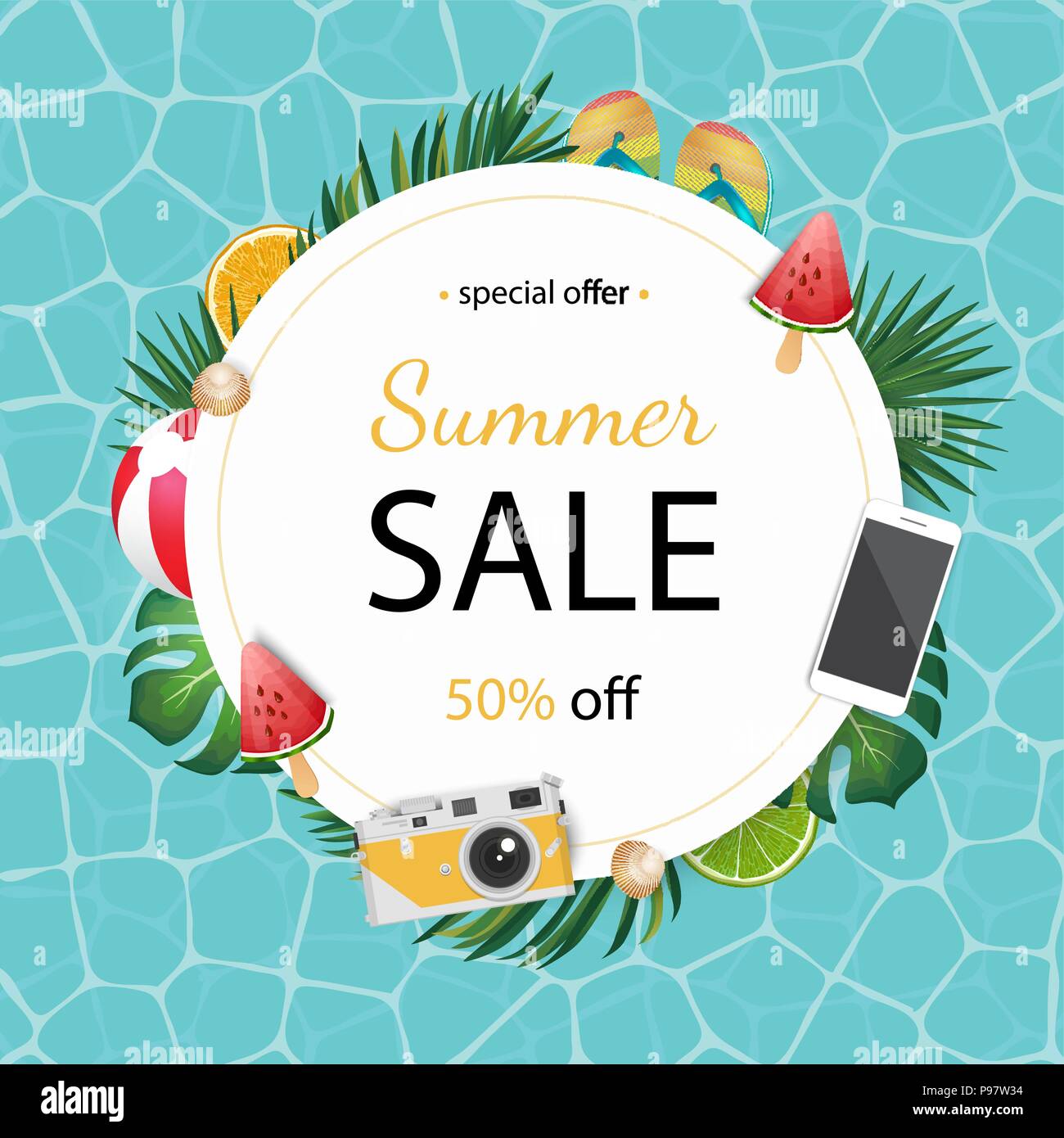 Summer illustration for banner design, poster and voucher Stock Vector ...