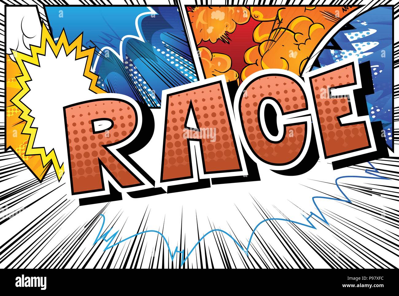 Race - Comic book style word on abstract background Stock Vector Image ...