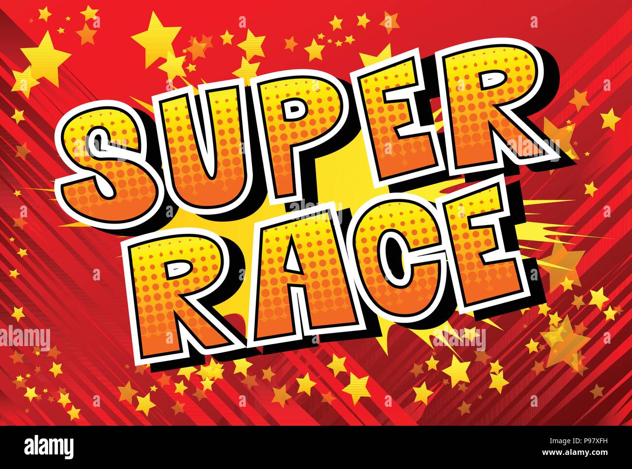 Super Race - Comic book style word on abstract background Stock Vector ...