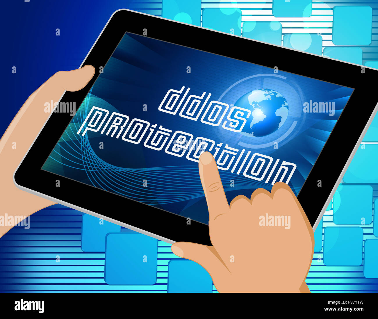 Ddos Protection Denial Of Service Security 3d Illustration Shows ...
