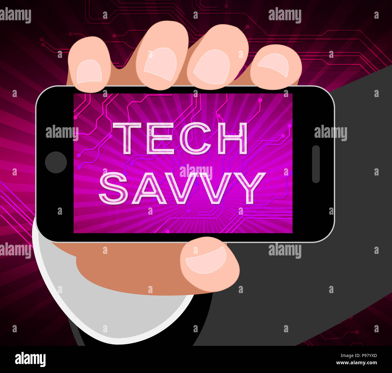 Tech Savvy Digital Computer Expert 2d Illustration Means Hitech Smart ...