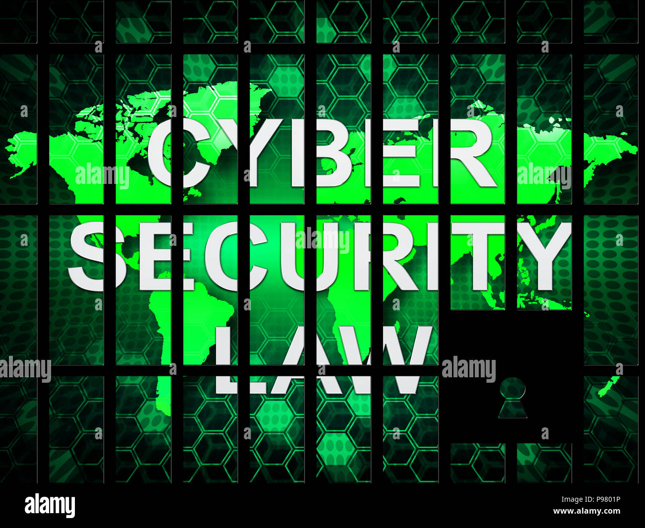 Cyber Security Law Digital Legislation 2d Illustration Shows Digital
