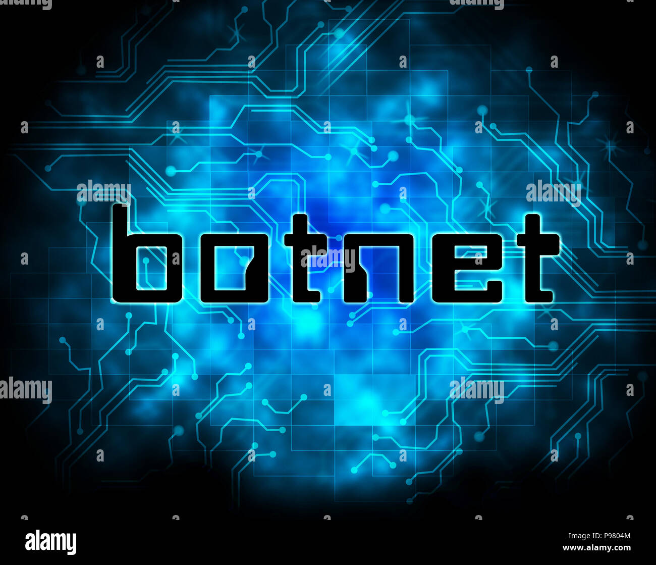 Botnet Illegal Scam Network Fraud 2d Illustration Shows Computer