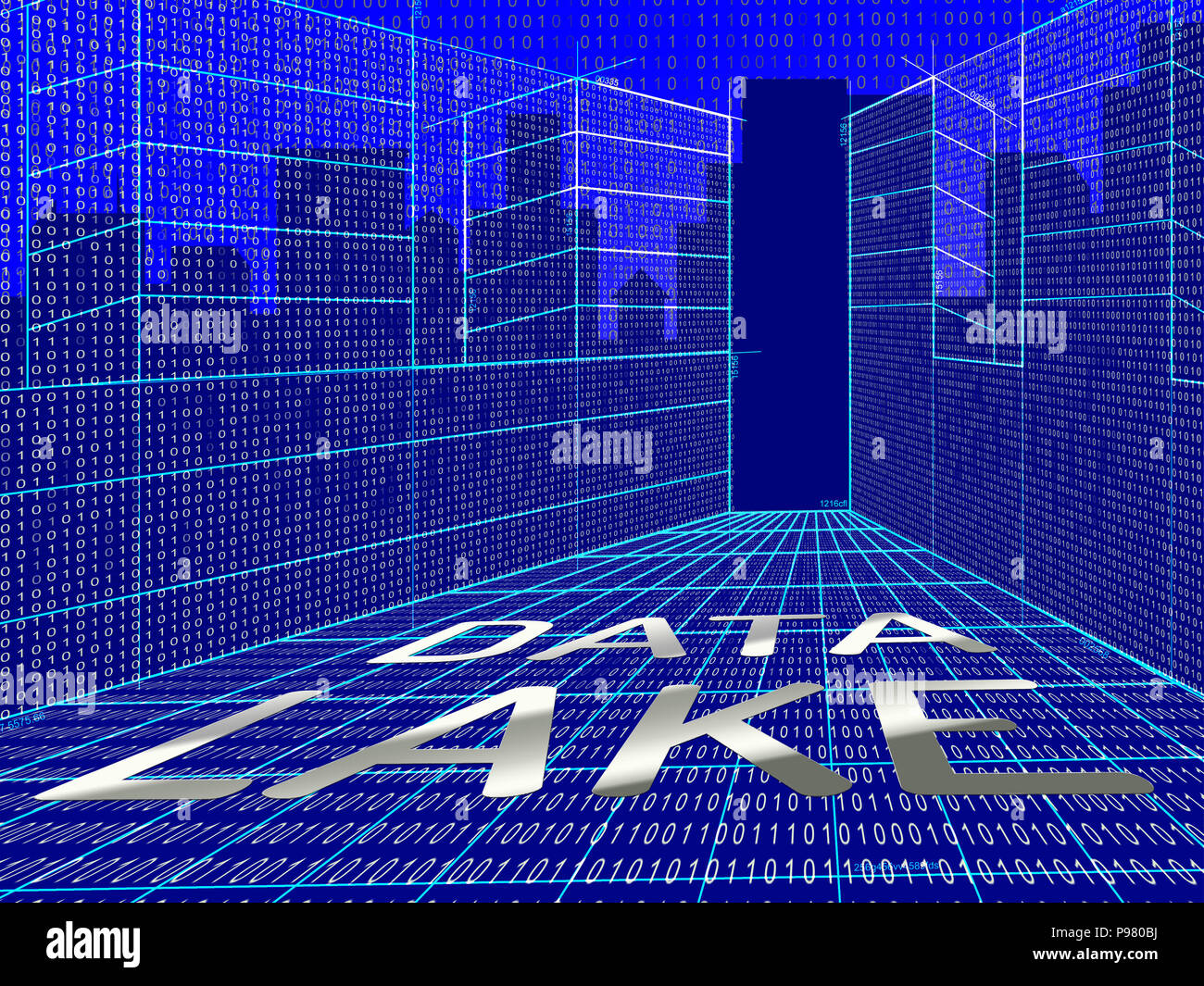 Data Lake Digital Datacenter Cloud 3d Illustration Shows Mainframe ...